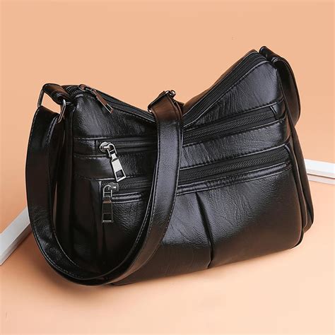Купить ВинтажНые женщины PU Сумка на плечо Multi-pocket Mother Solid ...