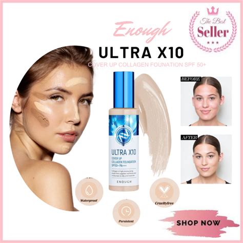 BEST SELLING ENOUGH ULTRA X10 COVER UP COLLAGEN LIQUID FOUNDATION SPF50 ...