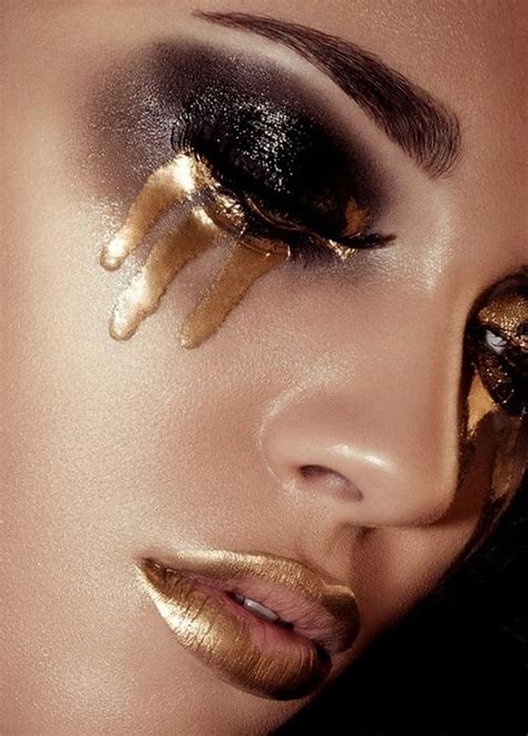Gold tears | Fantasy makeup, Editorial makeup, Fashion editorial makeup