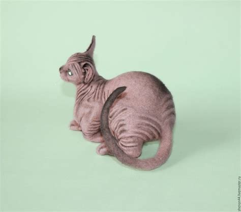 Купить Клео - розовый, кошка, Сфинкс, валяная игрушка, домашние ...