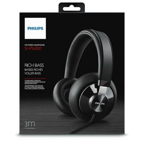Philips SHP 6000 HiFi Stereo Headphones W/ High Resolution Audio Deep ...