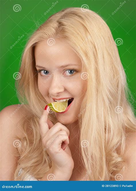 Girl with lime stock image. Image of health, beautiful - 28123893