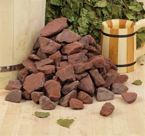Камни для бани и сауны "Кварцит" малиновые обвалованные, средняя ...