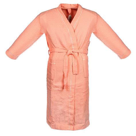 Халат женский, вафельный, 100% хлопок, пудровый персик, L-XL, 48-50 ...