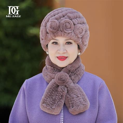 Купить Зимние меховые шапки из кроличьего рекса для мам среднего и ...