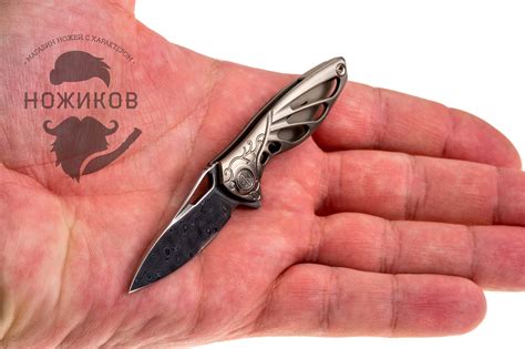 Складной нож Rike Mini Hummingbird, сталь Damasteel, рукоять серый ...