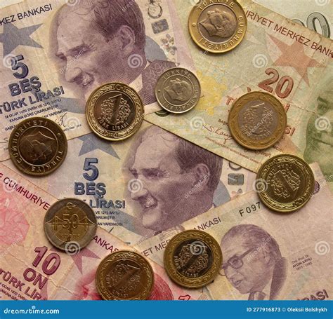 Turkish Money Currency Banknotes and Coins Ataturk Stock Image - Image ...