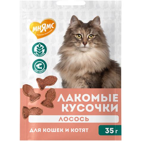 Мнямс лакомство для кошек и котят кусочки из лосося - 35 г - купить в ...