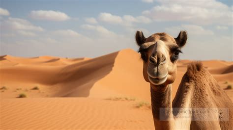 Camel Photos-close up of camel with sand dunes in background