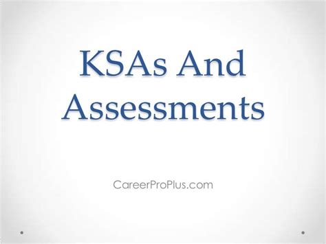 KSAs and Assessments