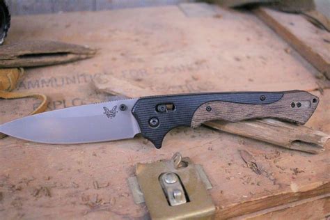 Benchmade Rukus 4.25" AXIS Lock Knife / Brown Micarta / Black G10 ...