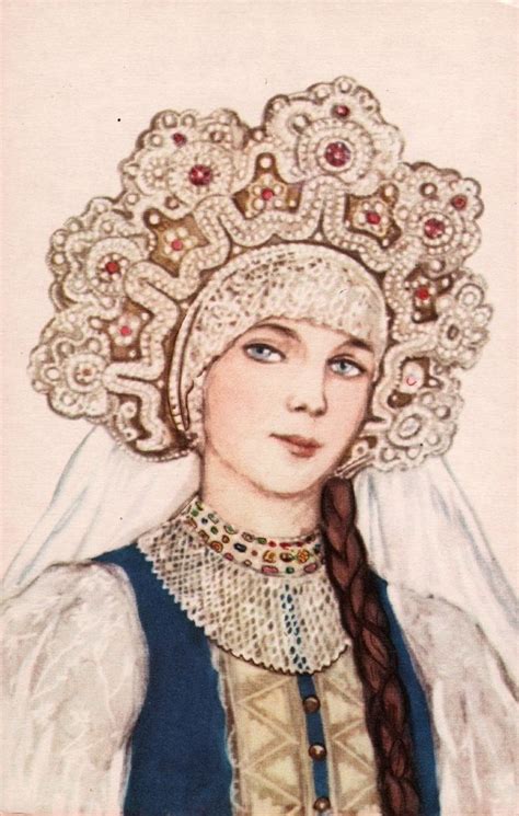 Венец. Девичий головной убор. Архангельская губерния. Худ. Н ...