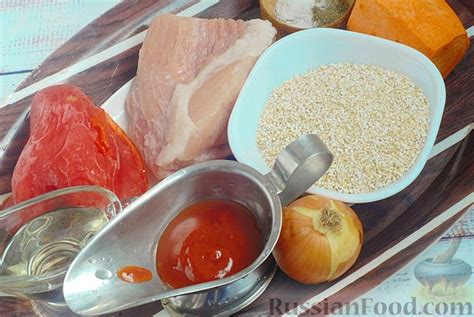 Рецепт: Ячневая каша с мясом и овощами на RussianFood.com
