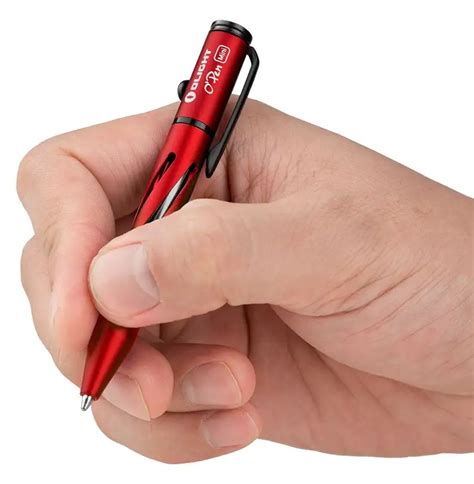 Olight O'Pen Mini Bolt-Action Pen, Red - KnifeCenter - OLIGHT-OPEN-MINI-RED