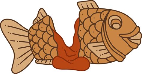 Premium Vector | Taiyaki single doodle5 cute asian sweet stuffed fish ...