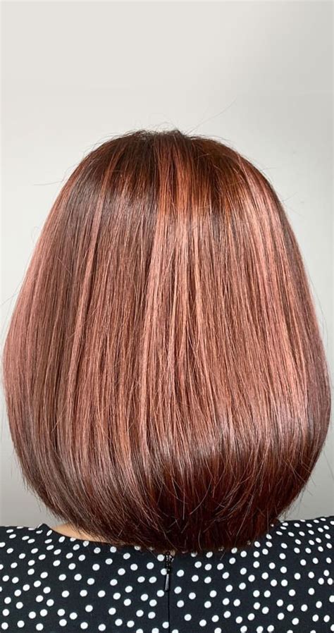 30 Metallic Hair Color Ideas : Long Bob Rose Gold Highlights