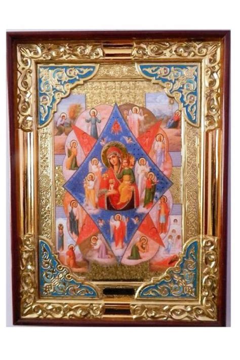 Храмовая икона Богородица Неопалимая Купина в прямом киоте с багетом 58 ...