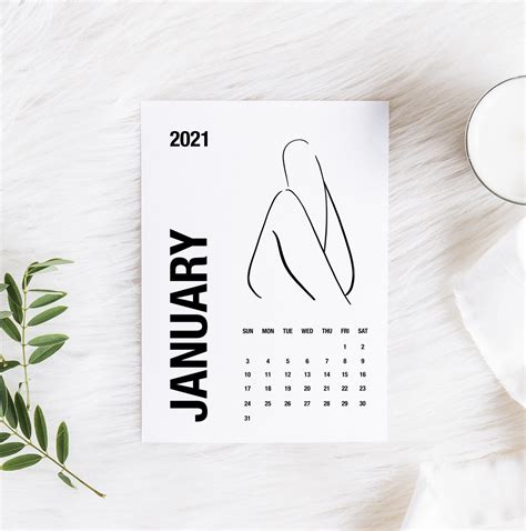 2021 Nude Calendar Female Nude line Art Minimalist Nude | Etsy