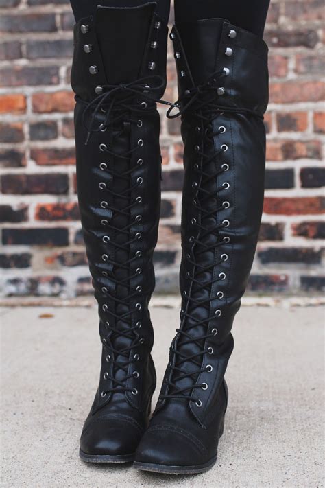 Black Lace Up Tall Riding Boot – UOIOnline.com: Women's Clothing ...