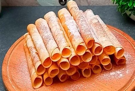 Χрустящие вафельные трубочки без духовки и вафельницы