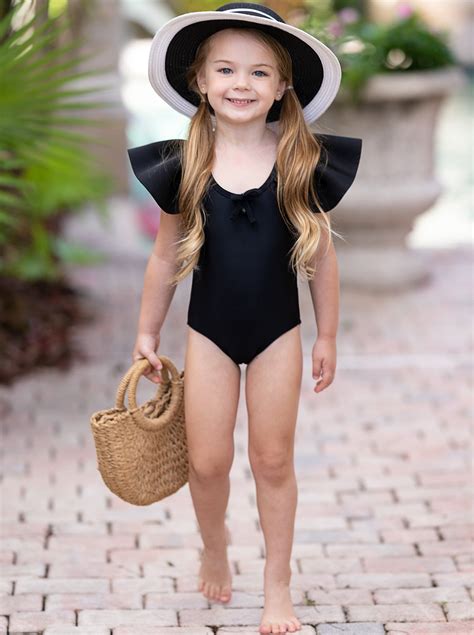 Vacay Vibes Ruffled Shoulder Black One Piece Swimsuit in 2022 | One ...