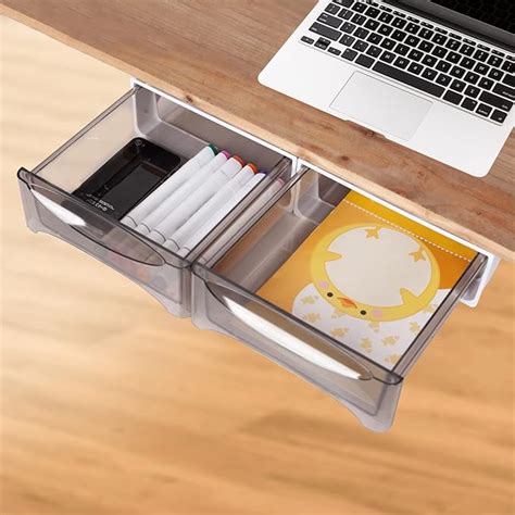 PowerKing Under Desk Drawer Organizer - Self-Adhesive Hidden Slide Out ...