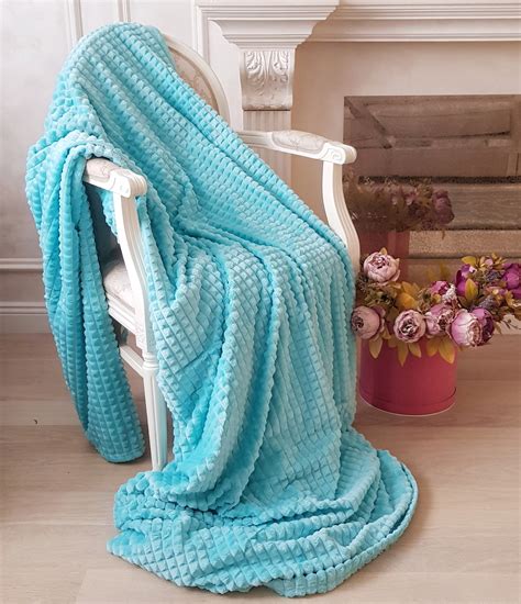 Плед бирюзовый, 220х200 см, Искусственный мех - купить в интернет ...