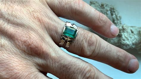 Мужское кольцо с Изумрудом 2,96ct, серебряное кольцо селтик celtic в ...