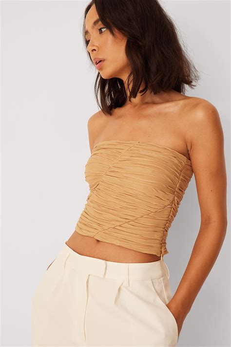 Structured Bandeau Top Beige | NA-KD