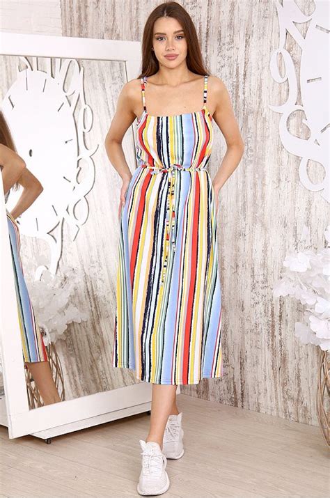 Летний женский сарафан 6647290 мультиколор купить оптом в HappyWear.ru