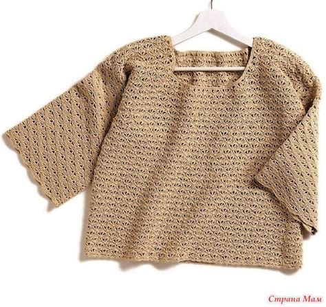 Летний джемпер с рукавами 3\4. Крючок. | Crochet, Crochet top, Crochet ...