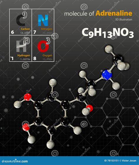 Illustration of Adrenaline Molecule Black Background Stock Illustration ...