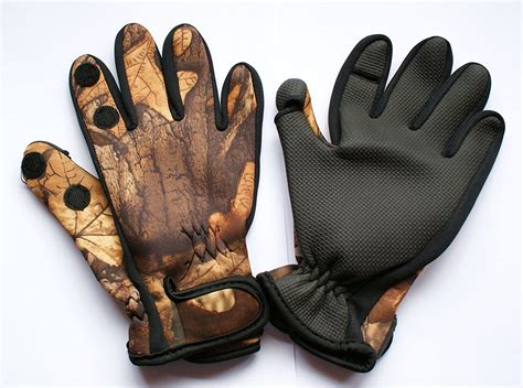 CAMO NEOPRENE GLOVES WITH PEEL BACK FINGER AND THUMB, FOR SHOOTING OR ...