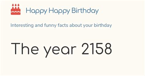 The year 2158: Calendar, history and birthdays