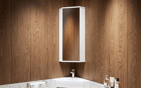 PVC угловой шкаф для ванной комнаты с зеркалом | Vellea Home