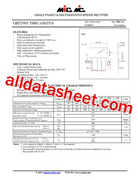 GBJ2506 Datasheet(PDF) - MIC GROUP RECTIFIERS