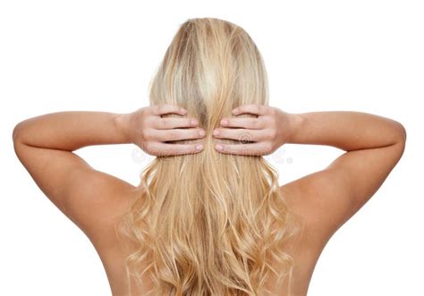 Rear View, Woman and Beauty in Studio for Hair Care with Keratin ...