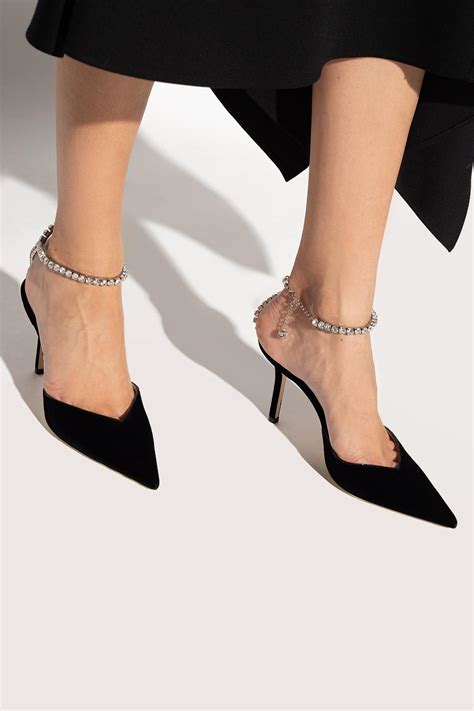 Jimmy Choo 'saeda' Velvet Pumps in Black | Lyst