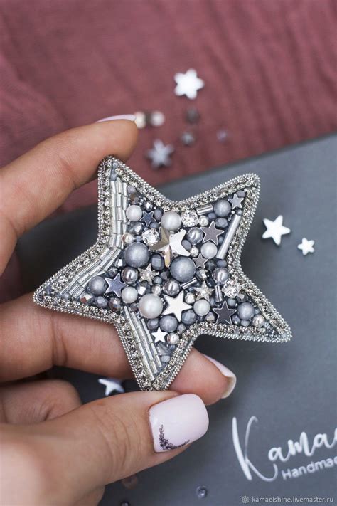 Серебряная брошь звезда с кристаллами Сваровски – заказать на Ярмарке ...