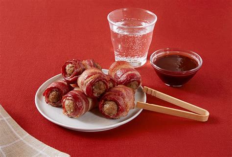 Bacon Wrapped Swedish Meat Ball Bombs - Maple Leaf