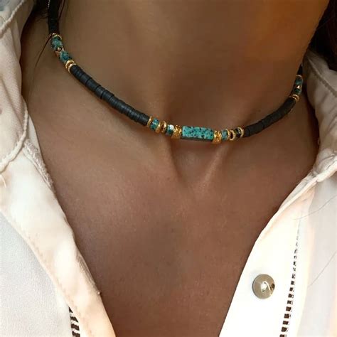 Бирюзовое ожерелье-чокер сиqi | AliExpress