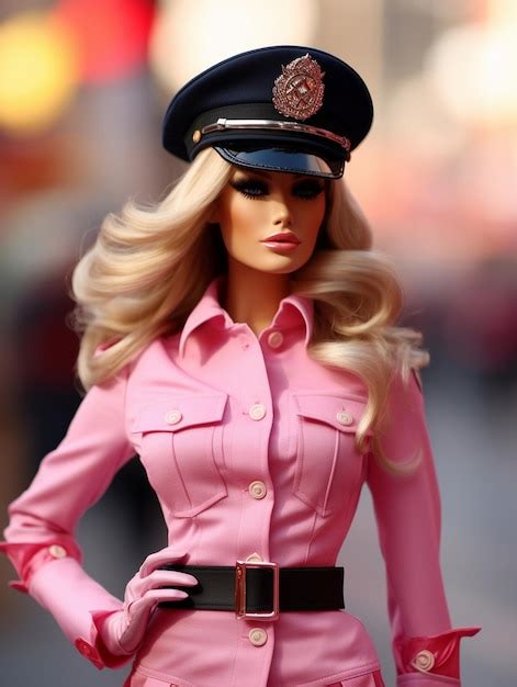 Premium AI Image | Barbie girl in pink style policewoman officer