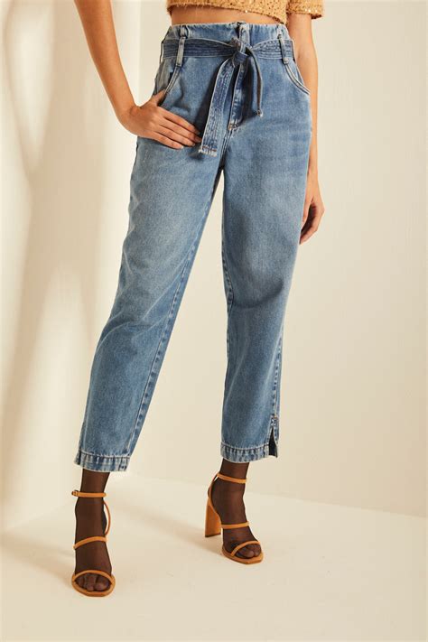 L´CECCI - Calça Camille Com Faixa Jeans Indigo