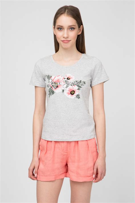 Женская серая футболка с принтом KAIA Pepe Jeans XS PL504068 – низкие ...