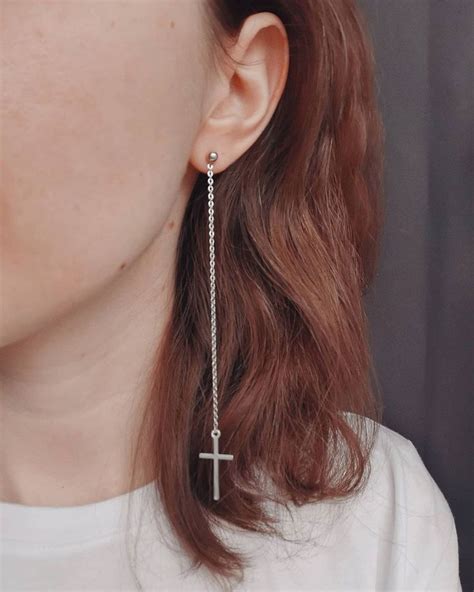 Моносерьга с крестом | Drop earrings, Earrings, Jewelry