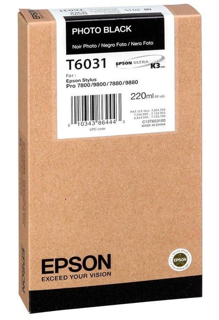 T6031 Epson PHOTO BLACK 220ml - 7800/9800/7880/9880 | Australian Photo ...