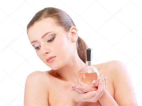 Charming girl with perfume close up — Stock Photo © BestPhotoStudio ...