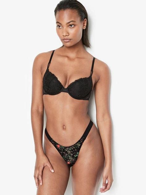 Кружевные трусики бразилианы Victoria's Secret art616401 (Черный ...