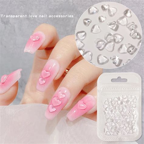 Акриловые наклейки для ногтей в форме сердца, 100 шт | AliExpress