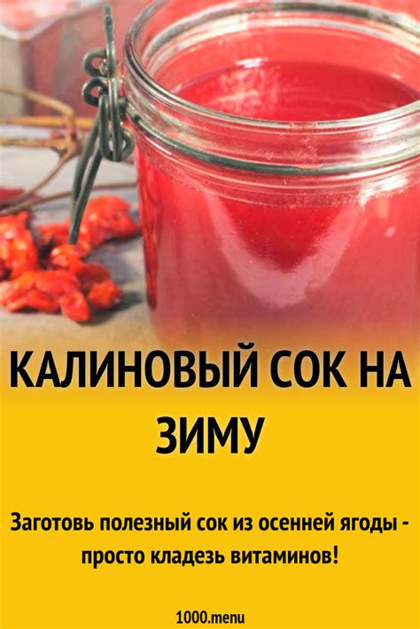 Калиновый сок на зиму рецепт с фото - 1000.menu